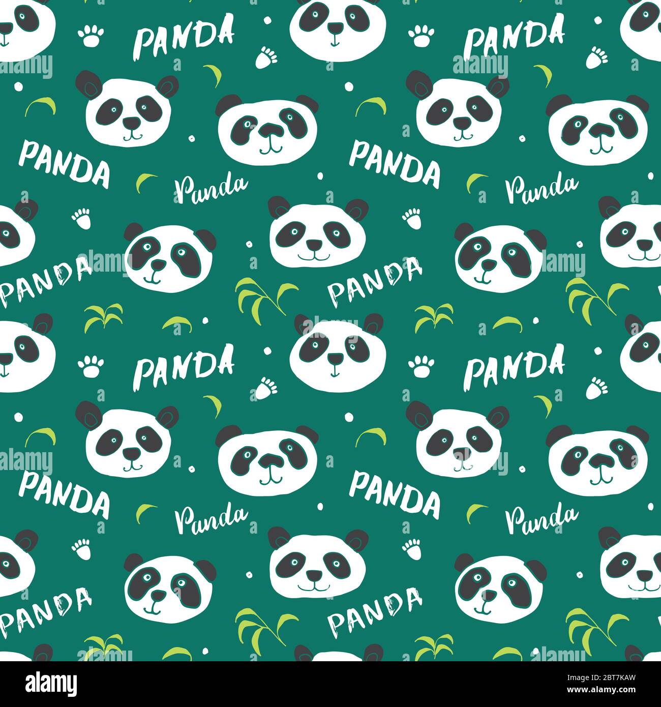 Cute Panda bear Seamless pattern. Cute Animals doodle, Hand drawn ...