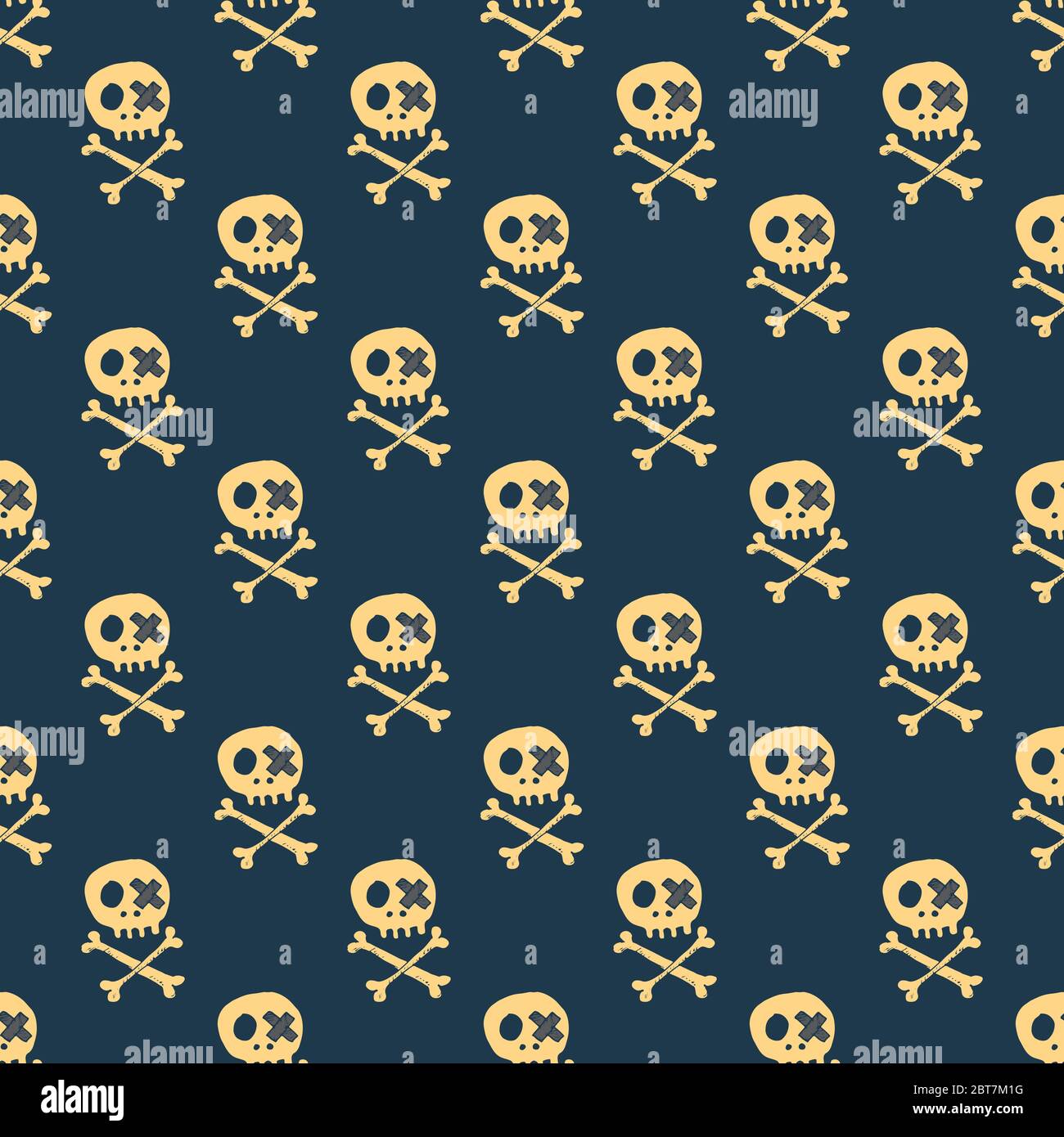 Skulls and bones Seamless pattern. Cute Doodles pirate sketch. Hand ...