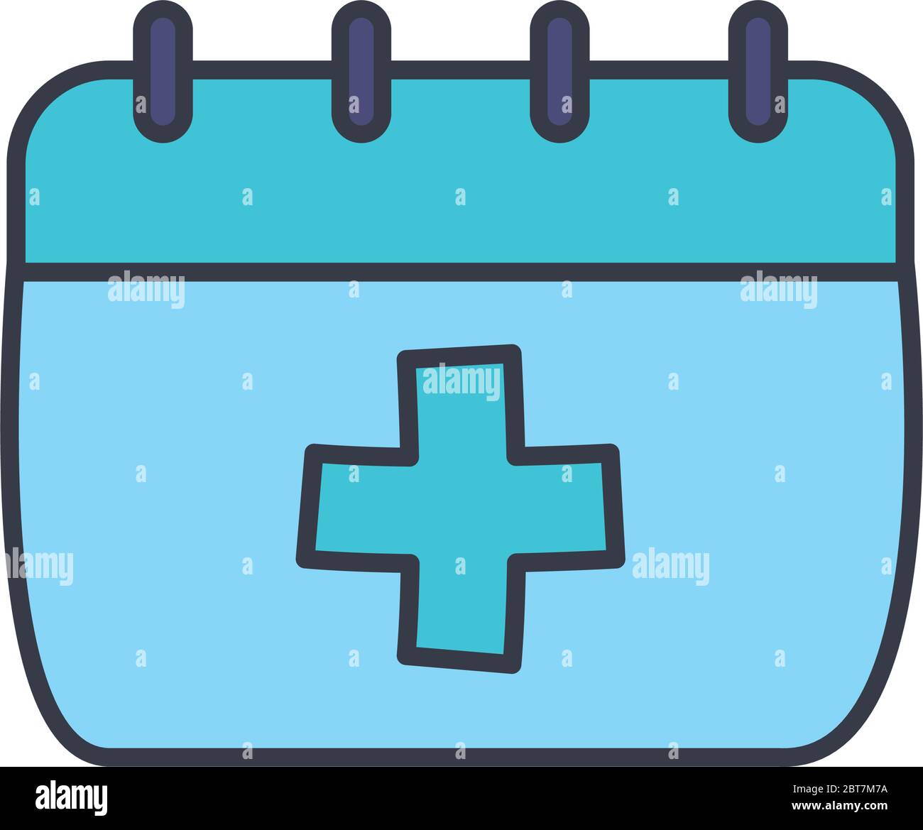 Cross inside calendar flat style icon design of Medical care health and ...