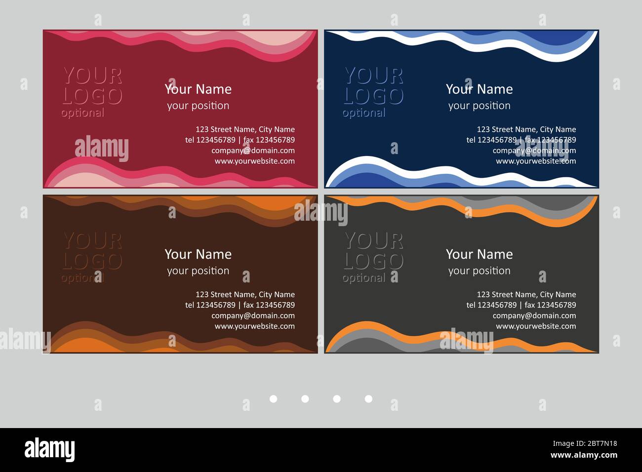 Set of multicolor business card templates. Simple universal abstract ...