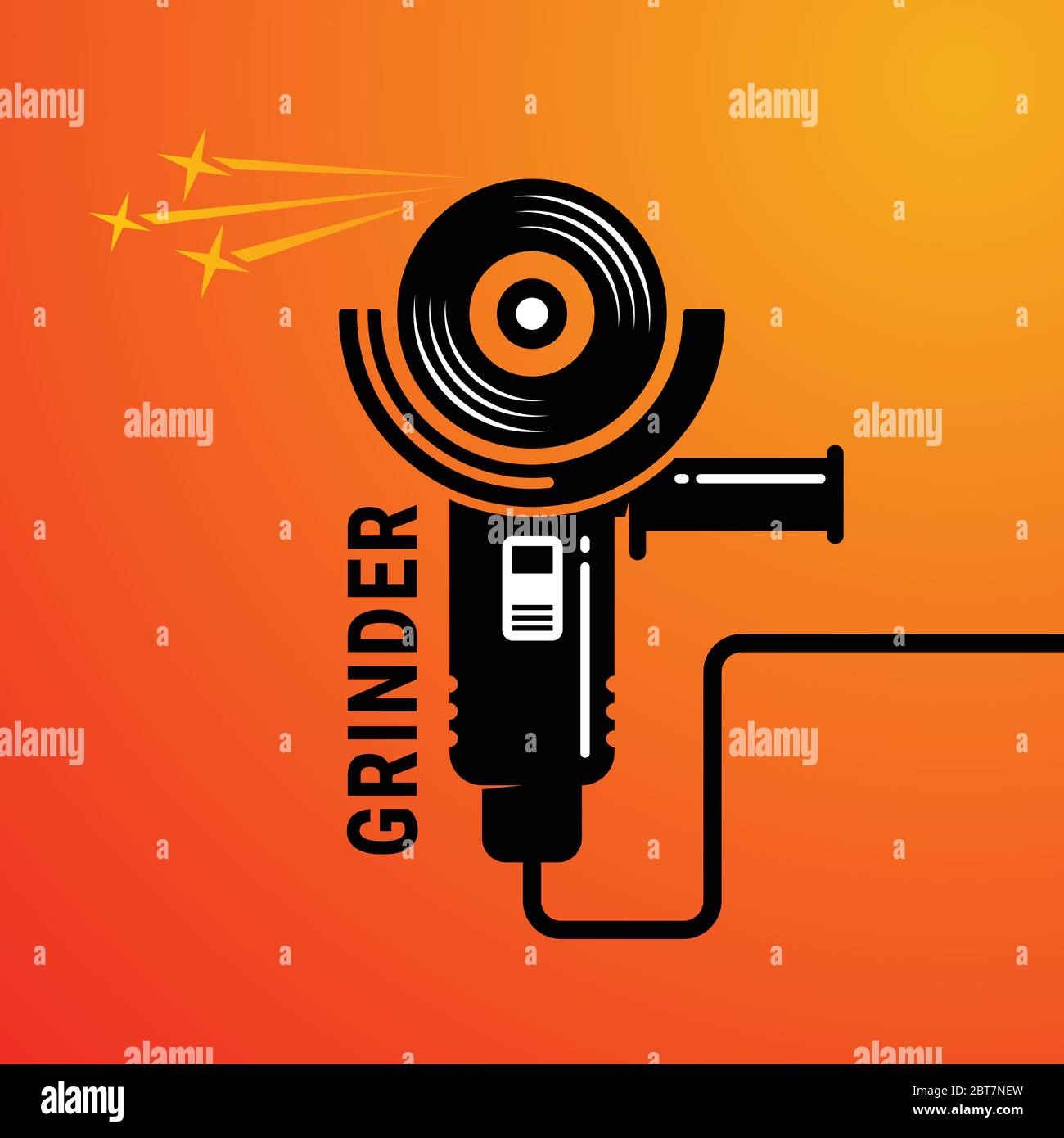 Manual angle grinder vector image. Silhouette of a working angle ...