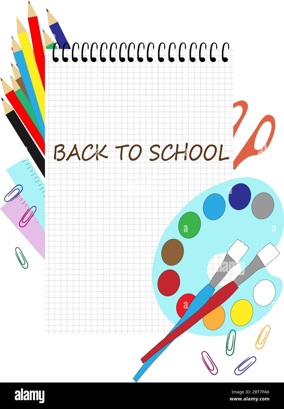 Vector illustration of back to school with school supplies and notebook ...