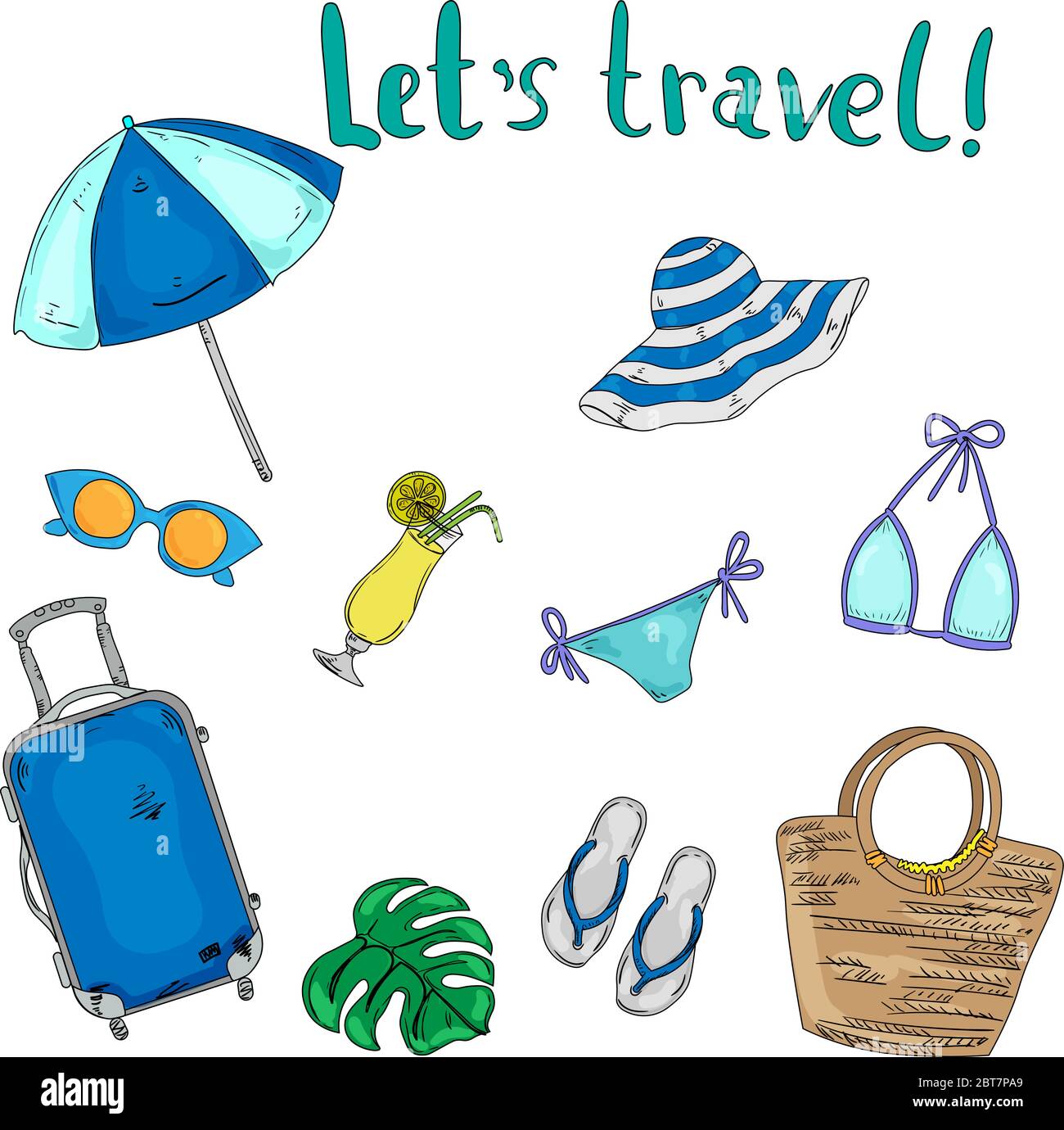 Sea vacation concept vector collection. Sunbathing activity beaches ...