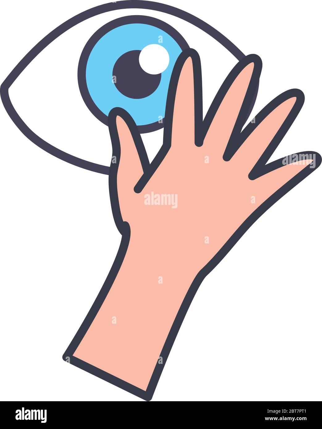 Hand touching eye flat style icon design of Medical care health and ...