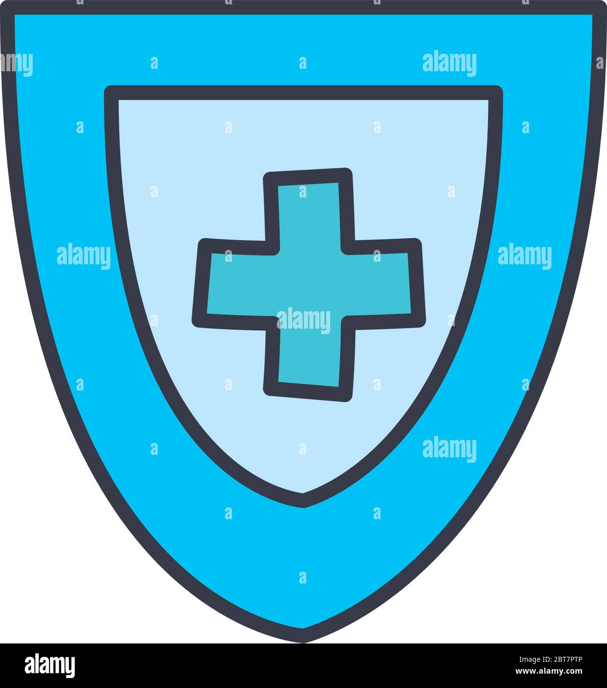 Cross inside shield flat style icon design of Medical care health and ...