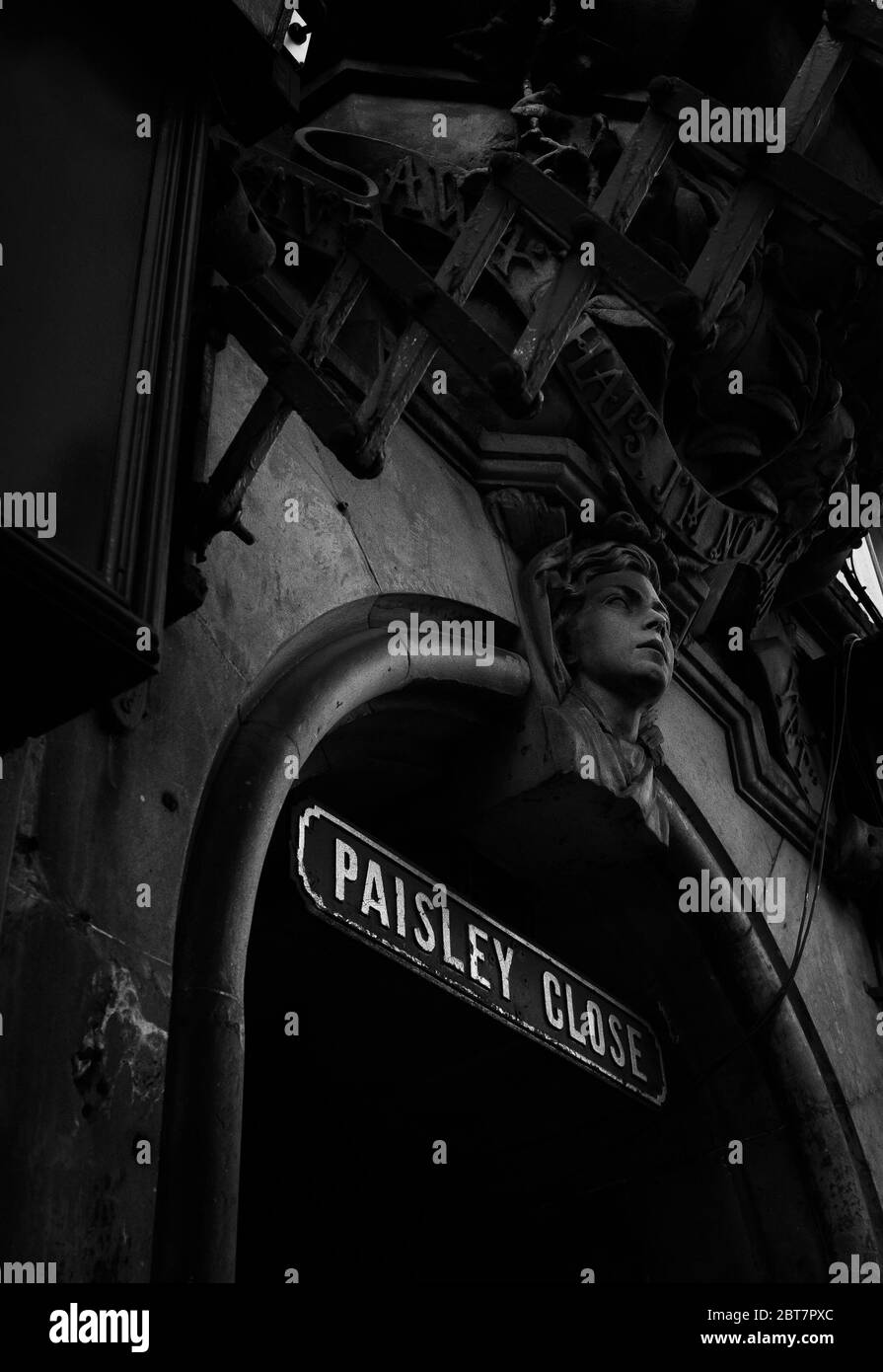 Paisley Close Old Town Edinburgh sign street alley sign above archway ...