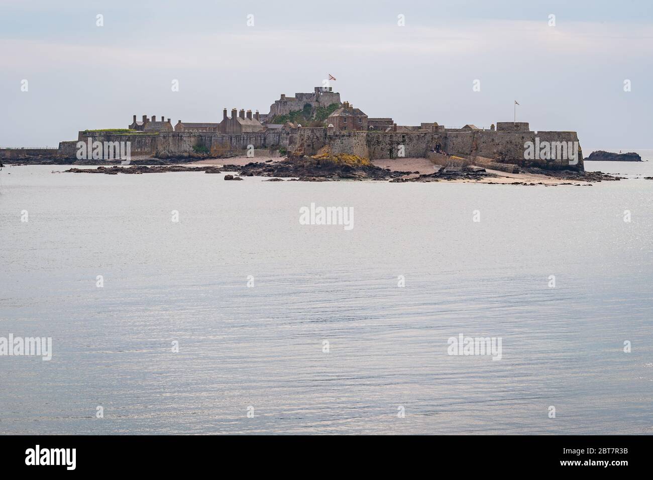 Elizabeth Castle, Jersey, Channel Islands seen at high tide Stock Photo ...