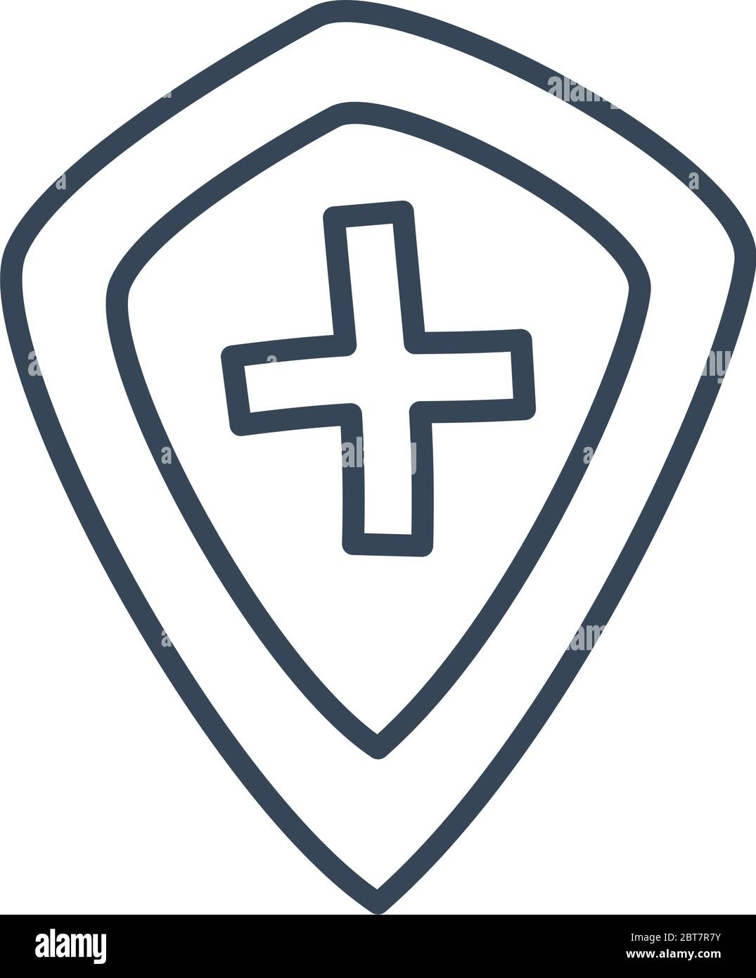 Cross inside shield line style icon design of Medical care health and ...