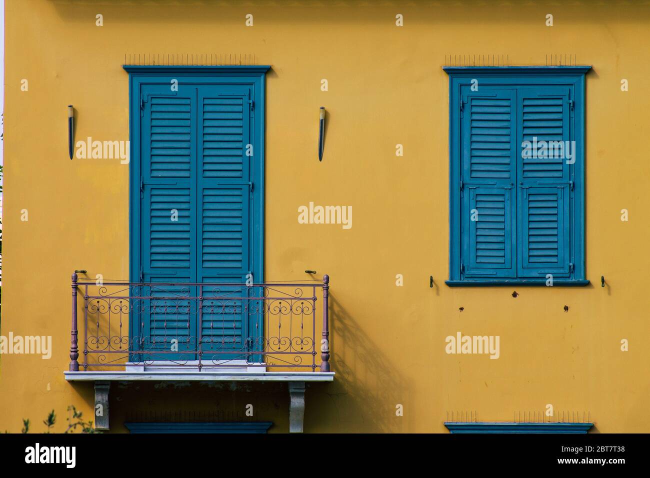 Athens Greece September 12, 2019 Closeup of a balcony on a facade of a ...