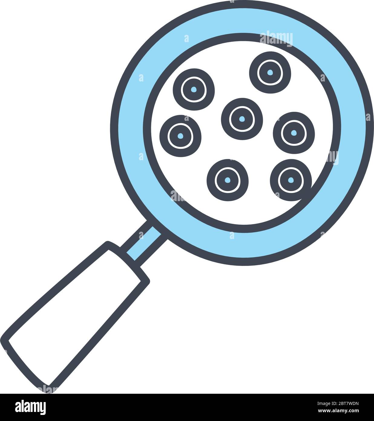 Virus inside lupe flat style icon design of Medical care health and emergency theme Vector ...