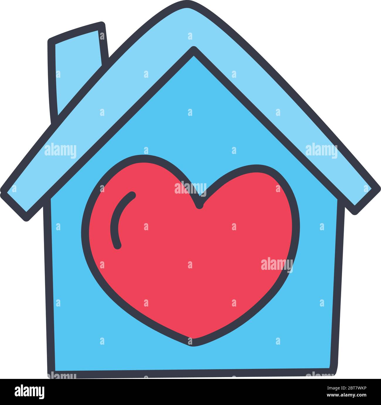 Heart inside house of stay at home flat style icon design of Medical ...