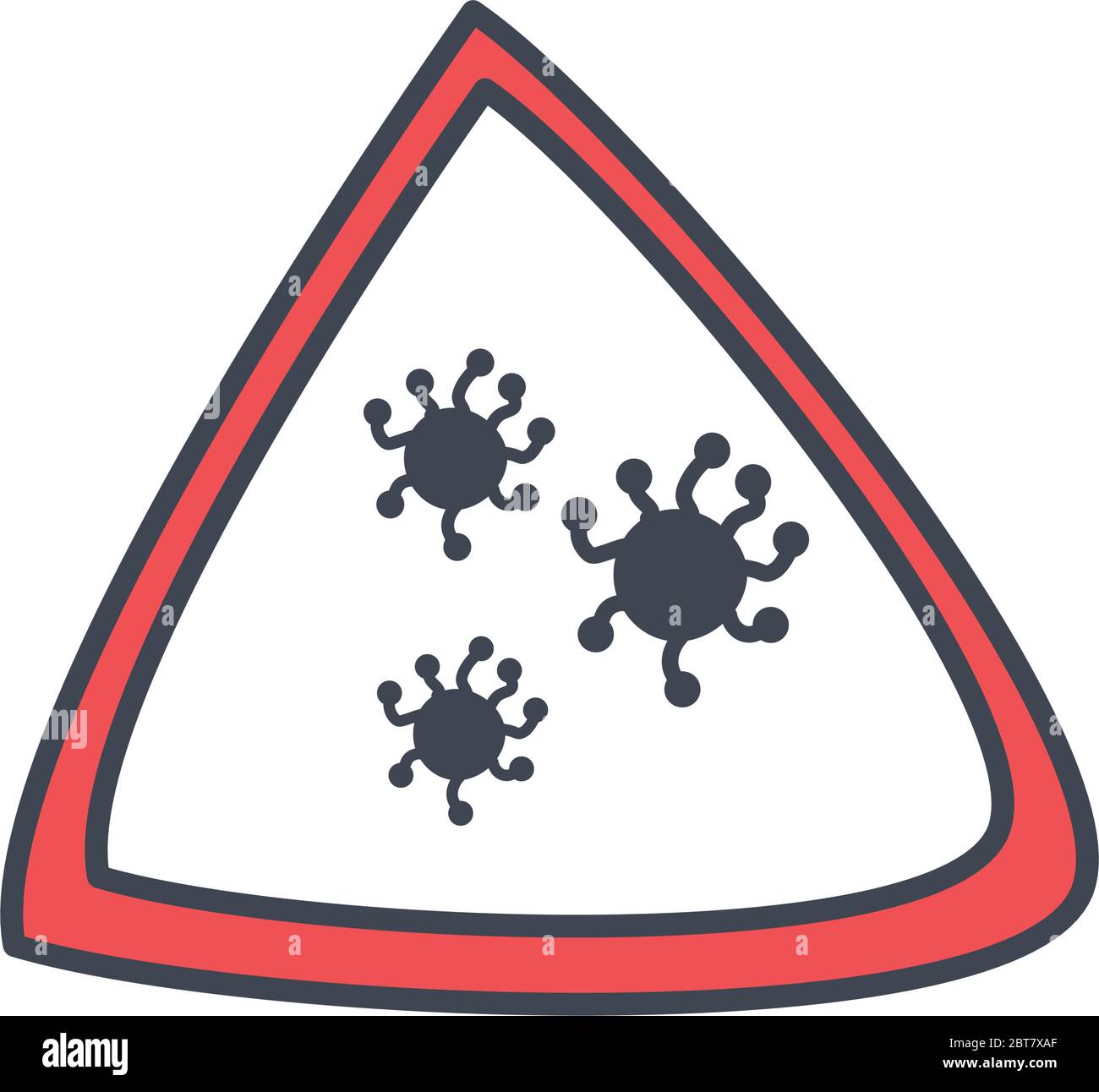Covid 19 virus inside warning triangle flat style icon design of 2019 ...