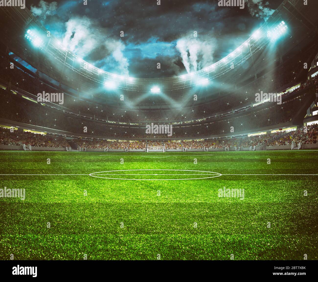 Soccer Stadium Fans At Night