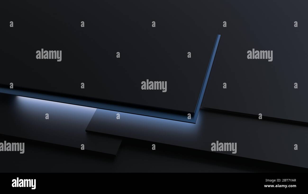 3D Illustration of stylish rectangular planes in cool dark colors with ...