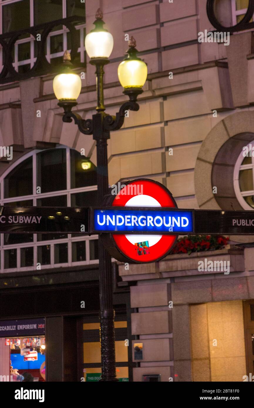 Illuminated underground sign in London England UK Stock Photo - Alamy
