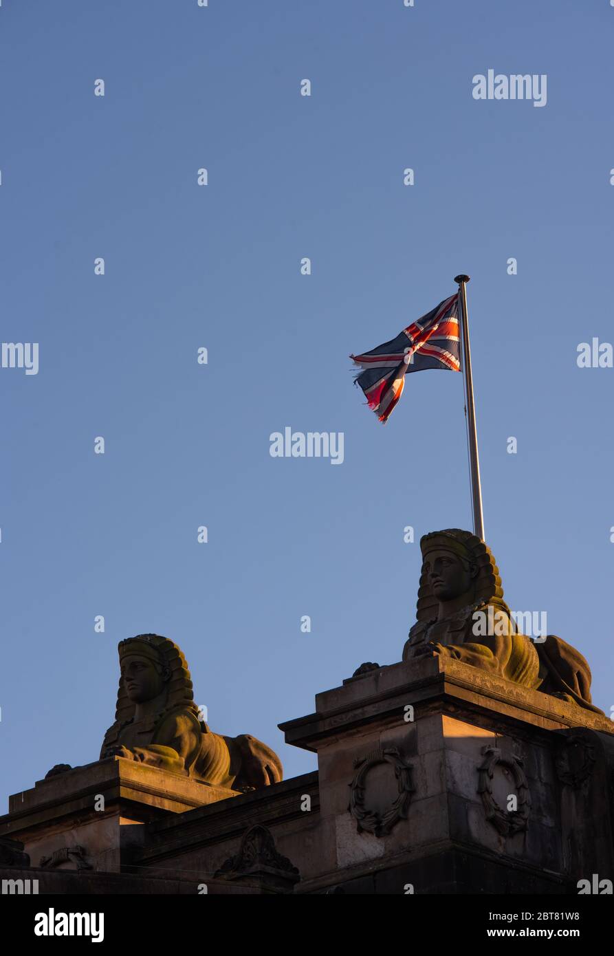 Sphynx on rooftop of National Gallery of Scotland in Edinburgh with ...