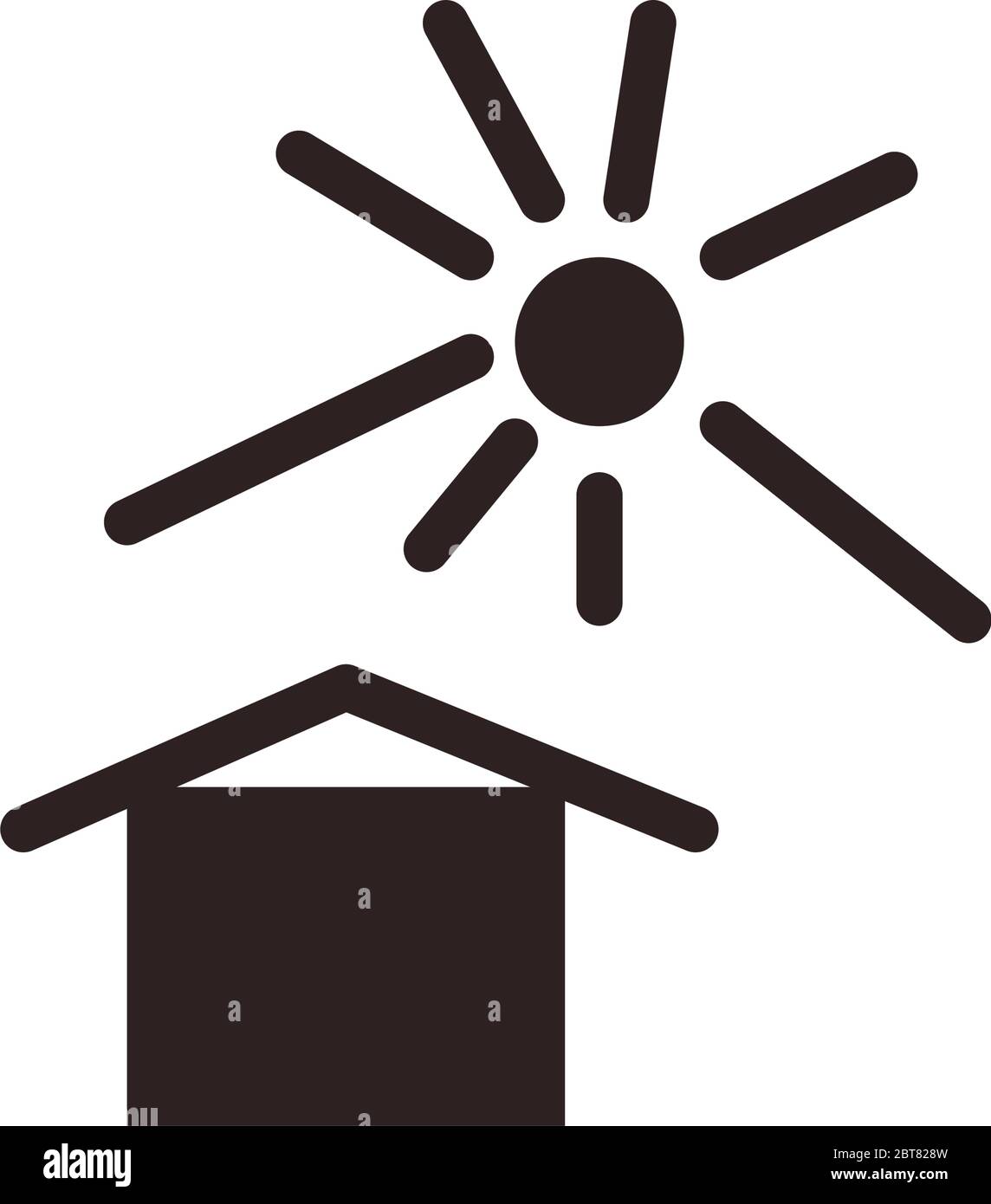 House and sun flat style icon design, Home real estate building ...