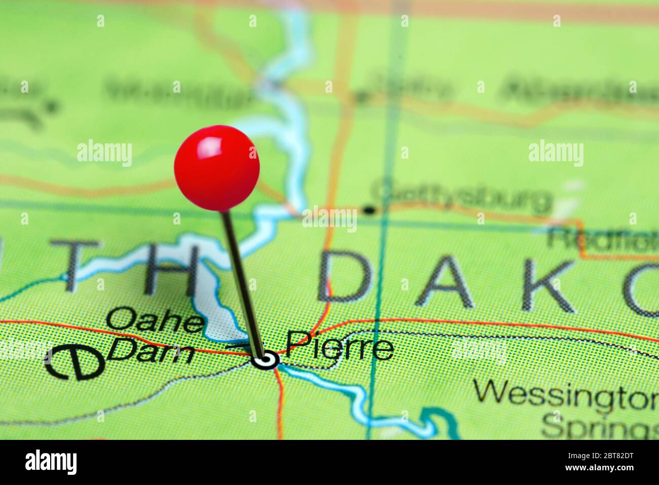 Pierre pinned on a map of South Dakota, USA Stock Photo - Alamy