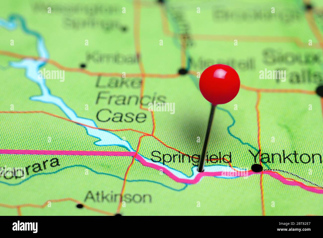 Springfield pinned on a map of South Dakota, USA Stock Photo - Alamy