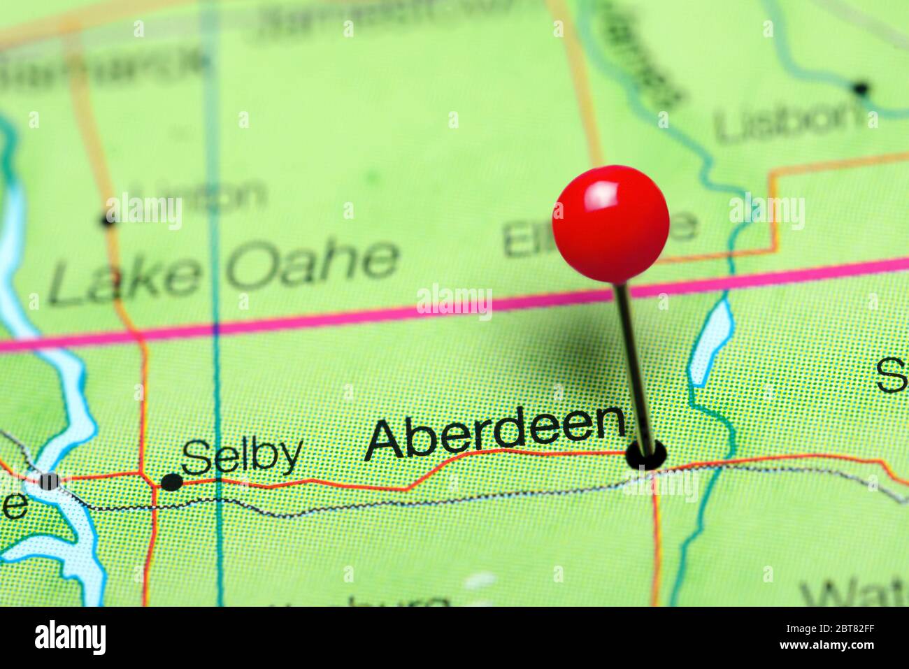 Aberdeen pinned on a map of South Dakota, USA Stock Photo - Alamy