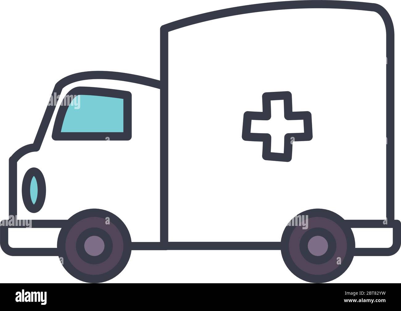 Cross inside ambulance flat style icon design of Medical care health ...