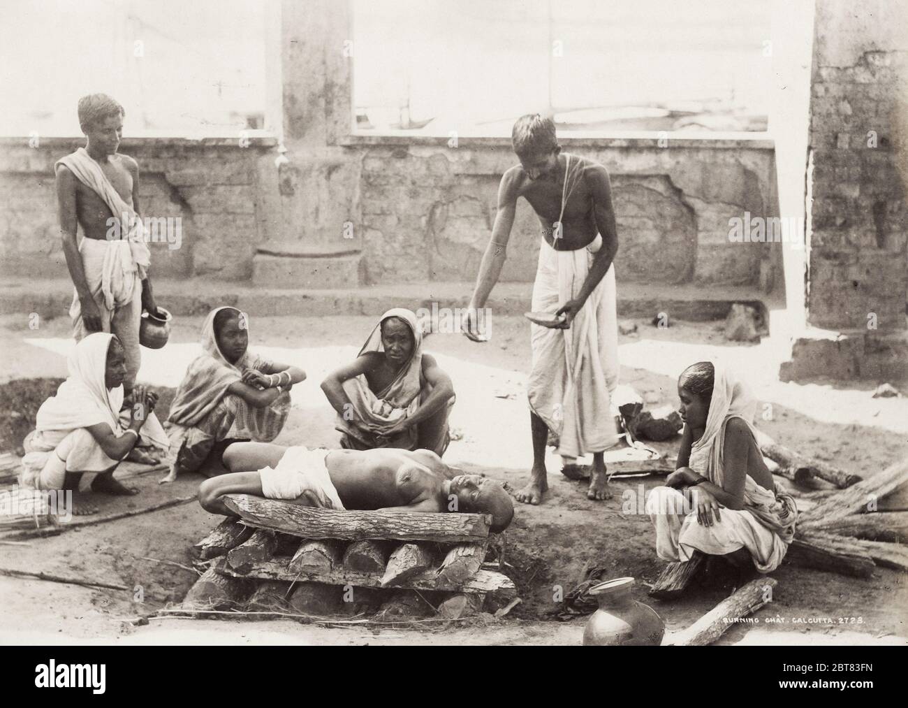 Vintage 19th century photograph, India - women preparing a corpse for ...
