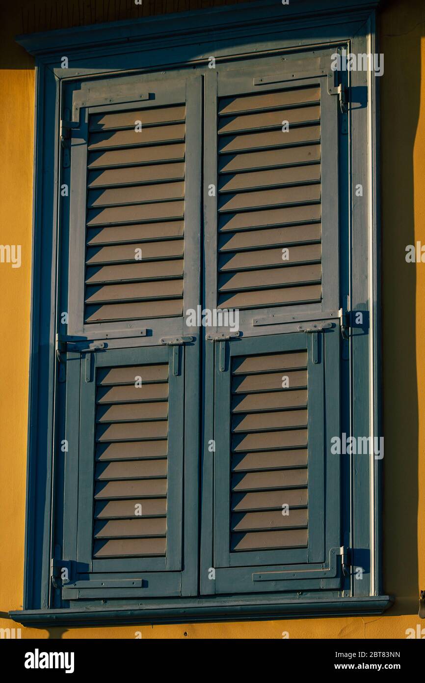 Athens Greece September 4, 2019 View of colorful window on a facade of ...