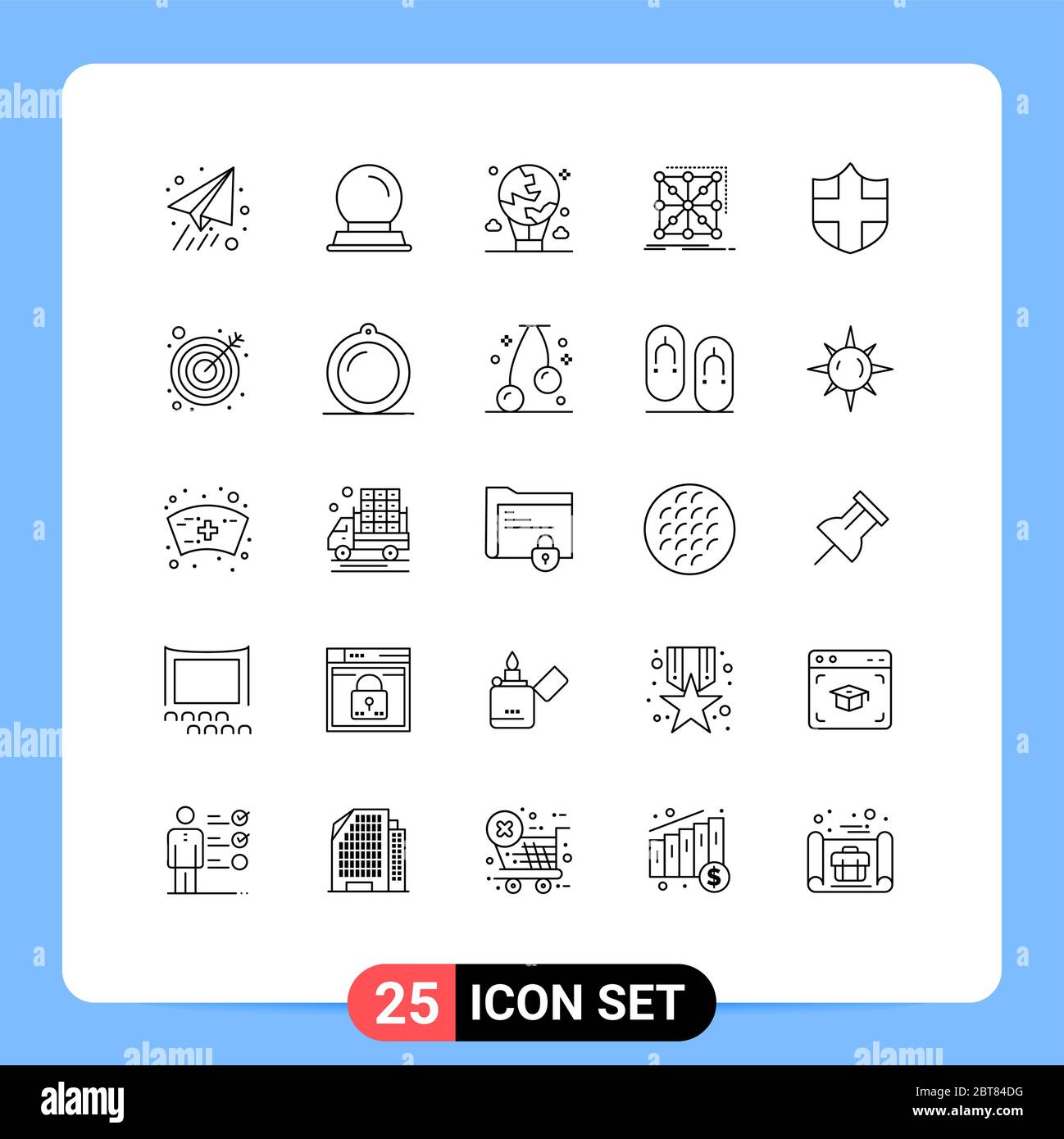 25 User Interface Line Pack of modern Signs and Symbols of security ...