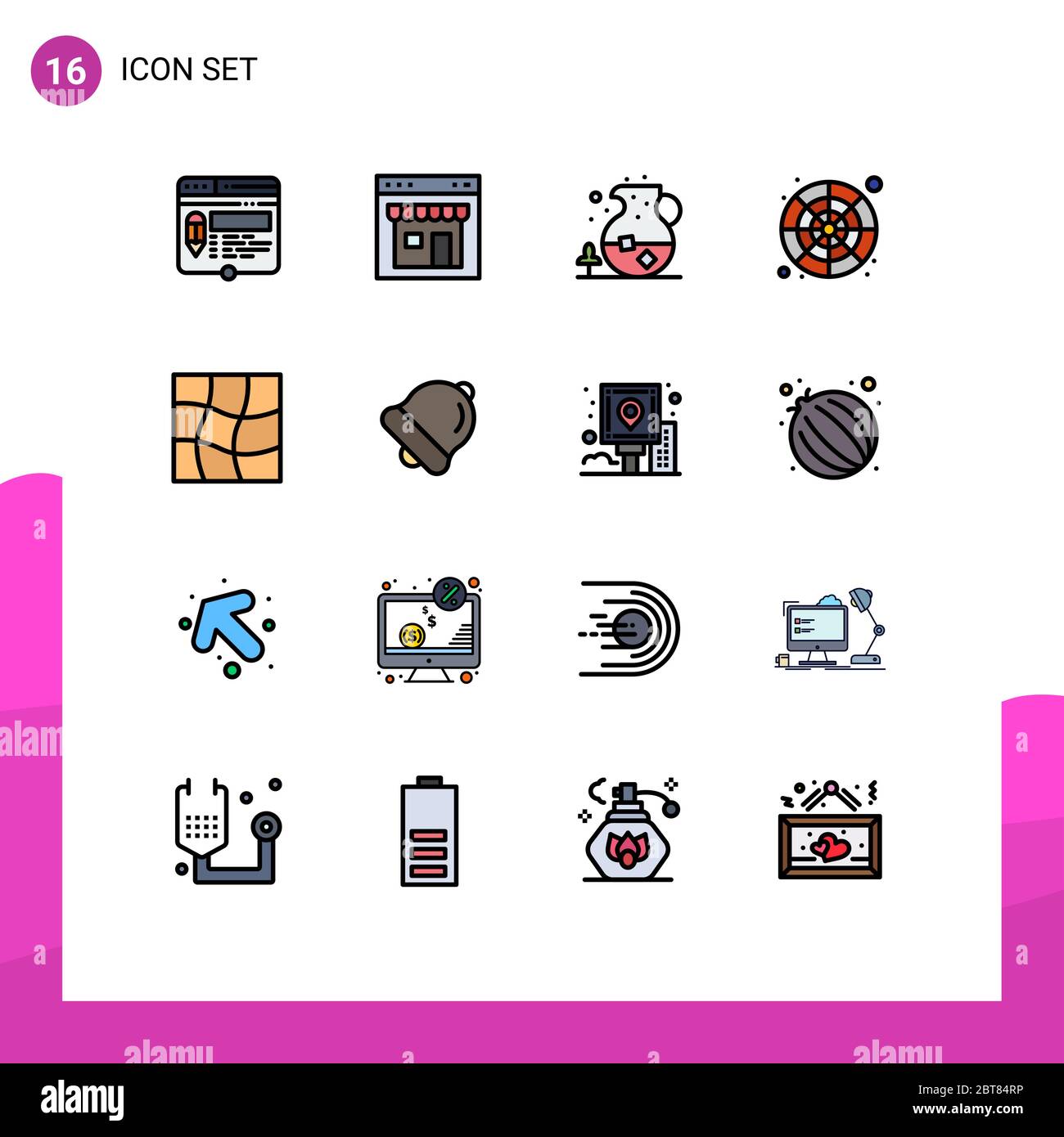 Editable Vector Line Pack of 16 Simple Flat Color Filled Lines of color ...