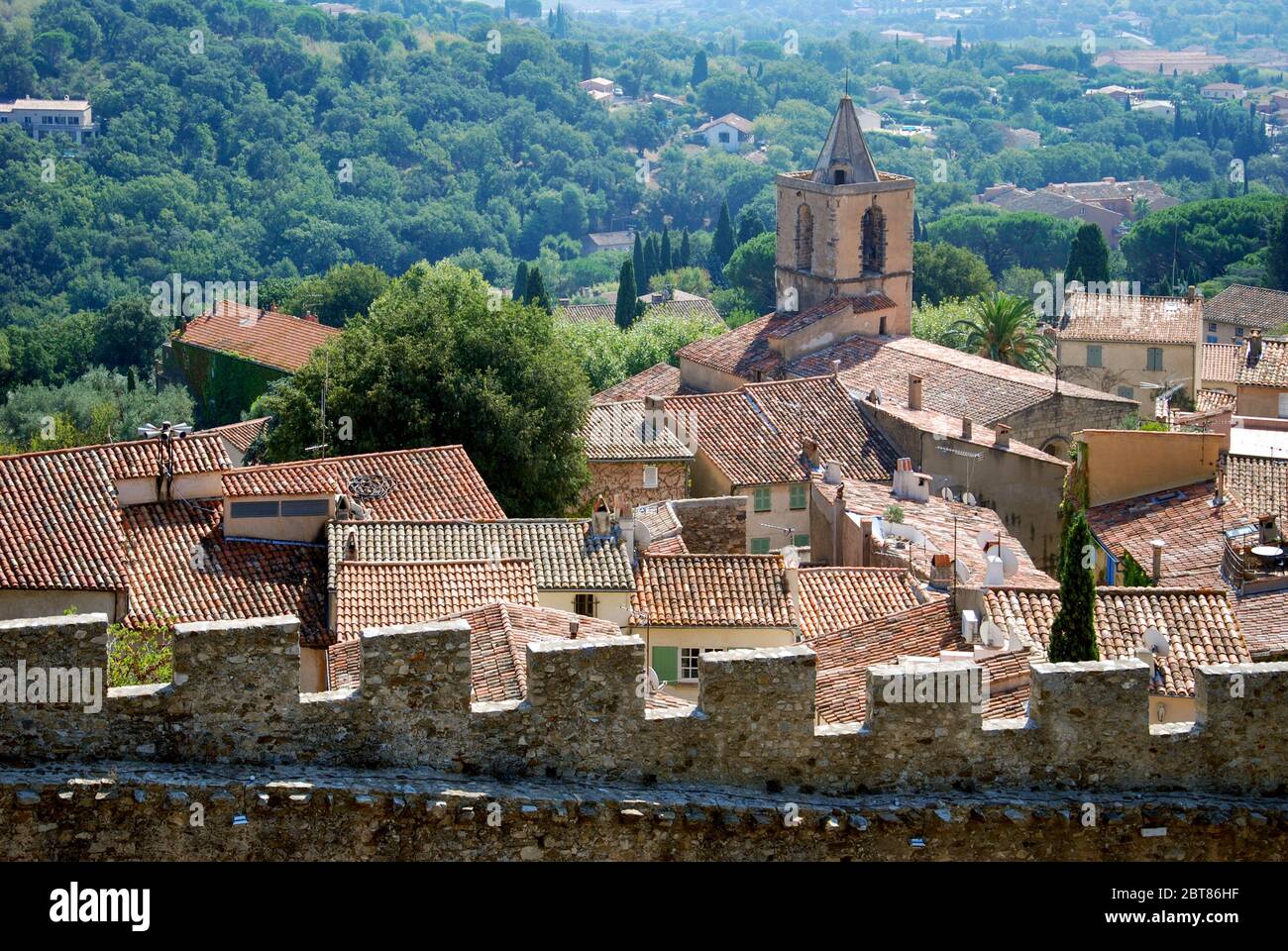 The church of St Michel de Grimaud the Grimaud village and surrounding ...