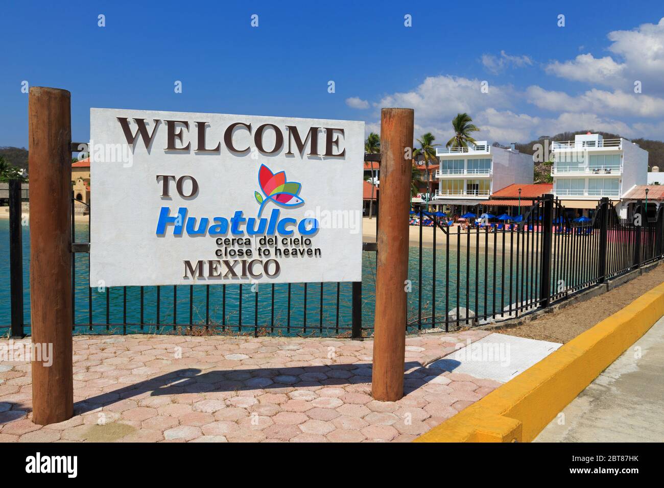 Welcome sign, Santa Cruz Port, Huatulco, State of Oaxaca, Mexico Stock ...