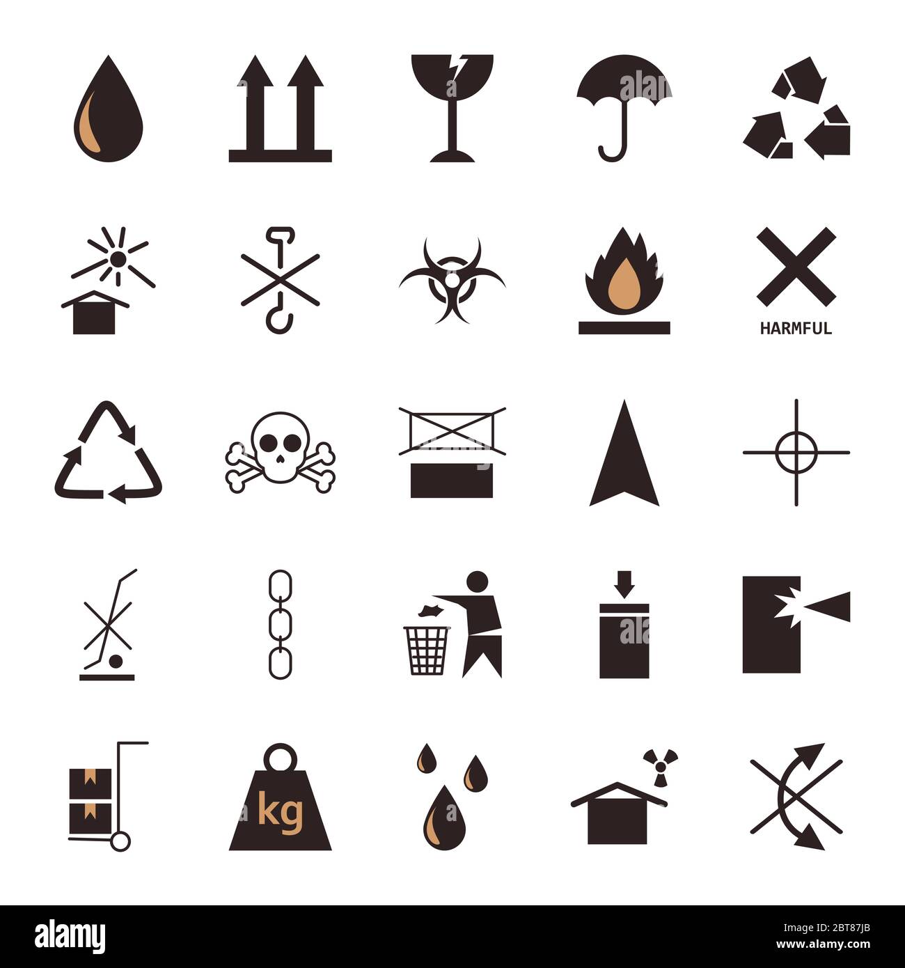 flat style icon set design, Cardboard packaging delivery logistics ...