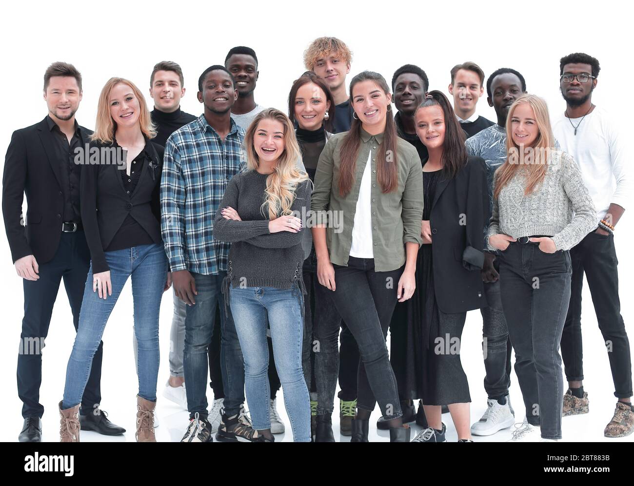 full length . group of diverse young people standing together Stock ...