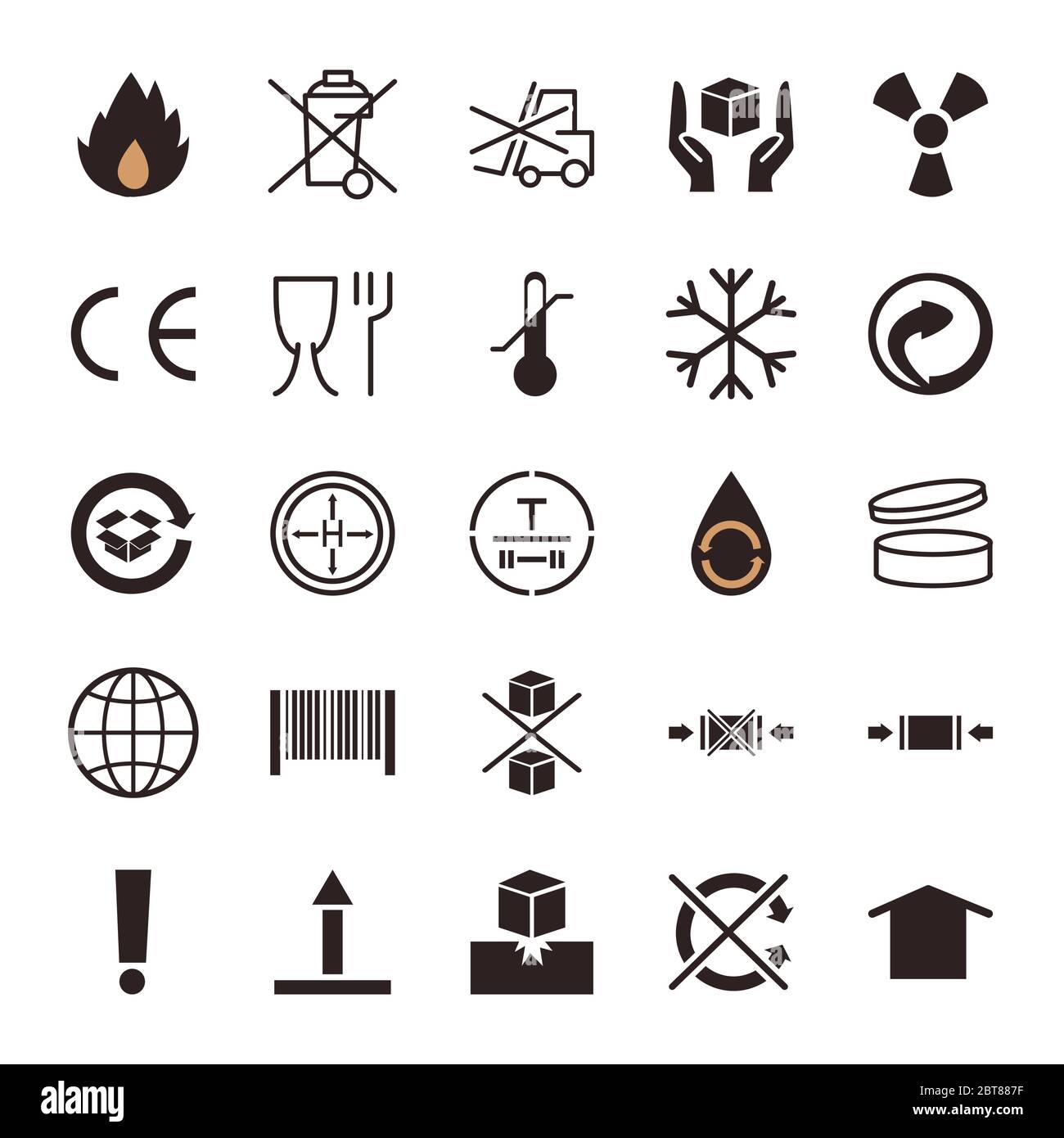 flat style icon set design, Cardboard packaging delivery logistics ...
