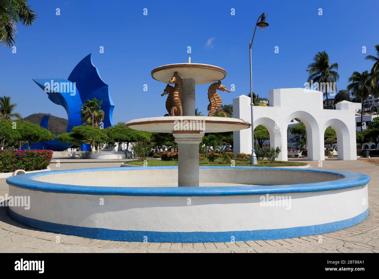 Malecon fountain, Manzanillo City, Colima State, Mexico Stock Photo - Alamy