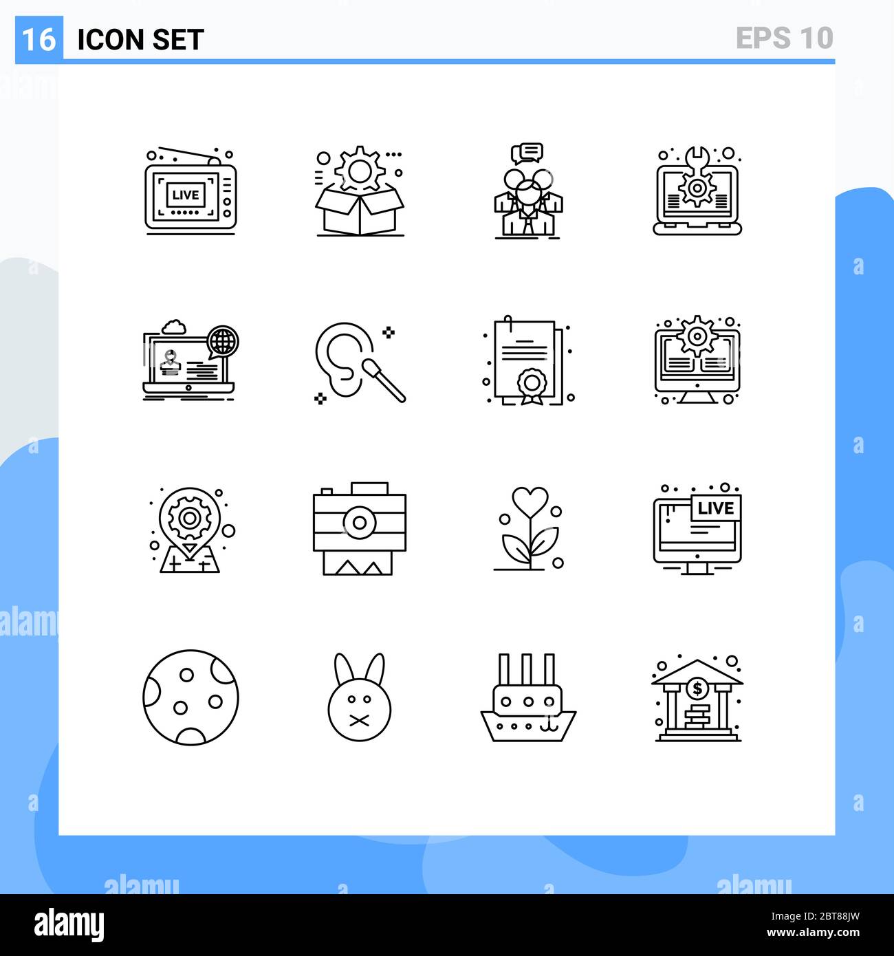 16 Universal Outline Signs Symbols of setting, design, configuration ...