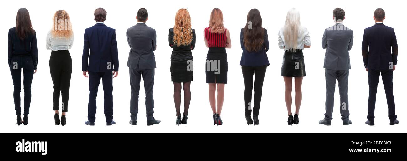 rear view. business team looking forward. isolated on white Stock Photo ...