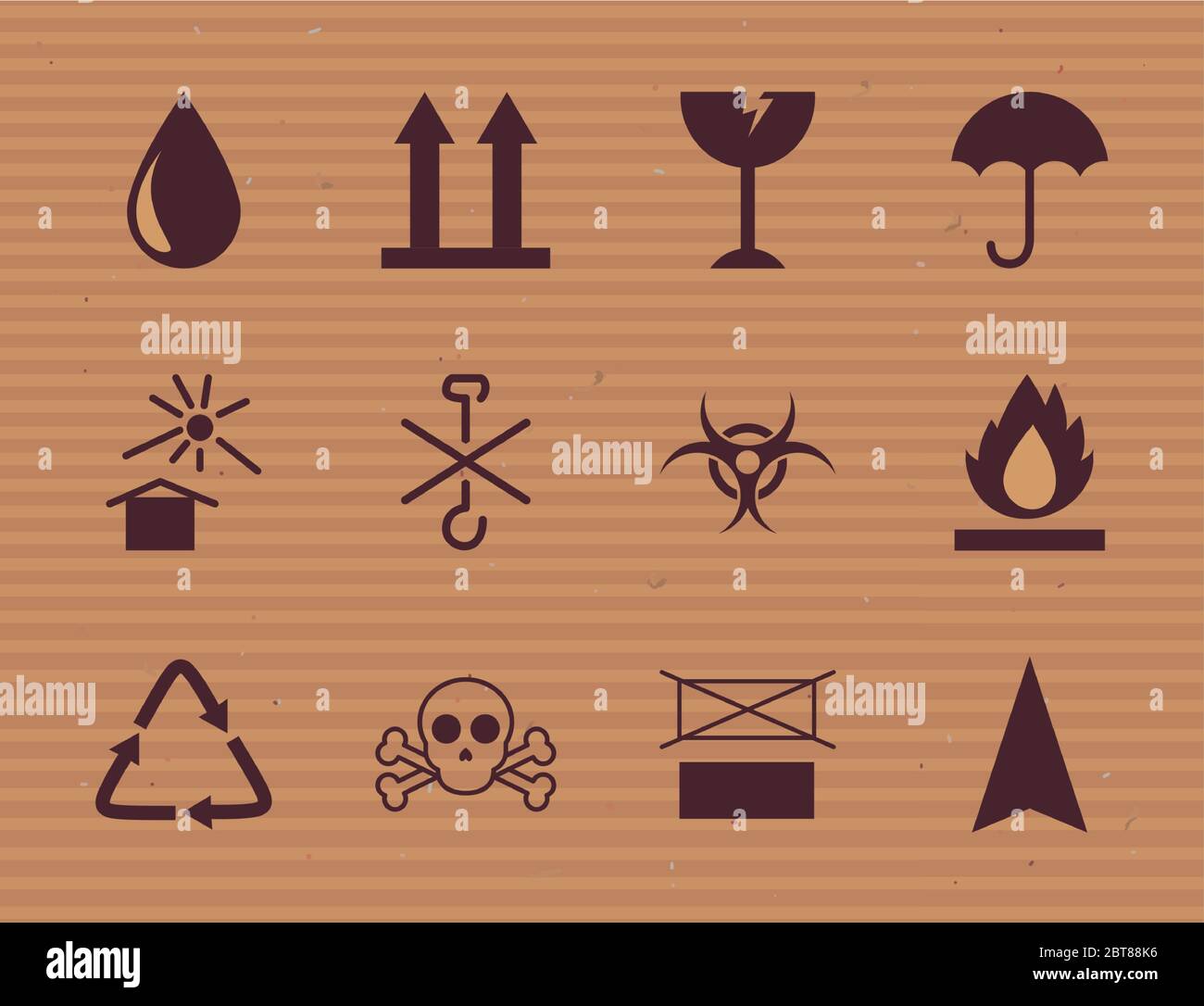line style icon set design, Cardboard packaging delivery logistics ...