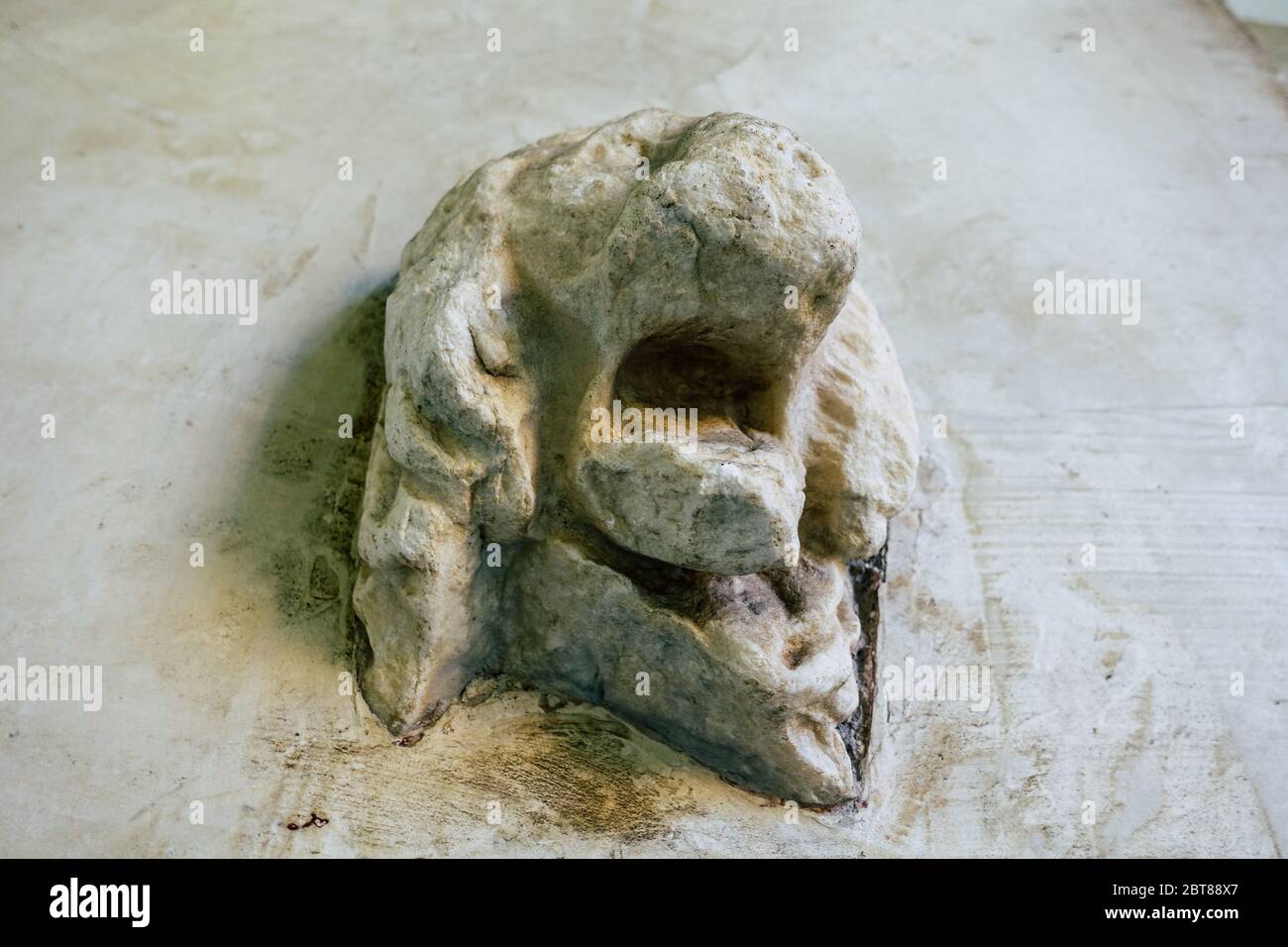 Sutri Italy September 27, 2019 Closeup of archaeological decorative ...