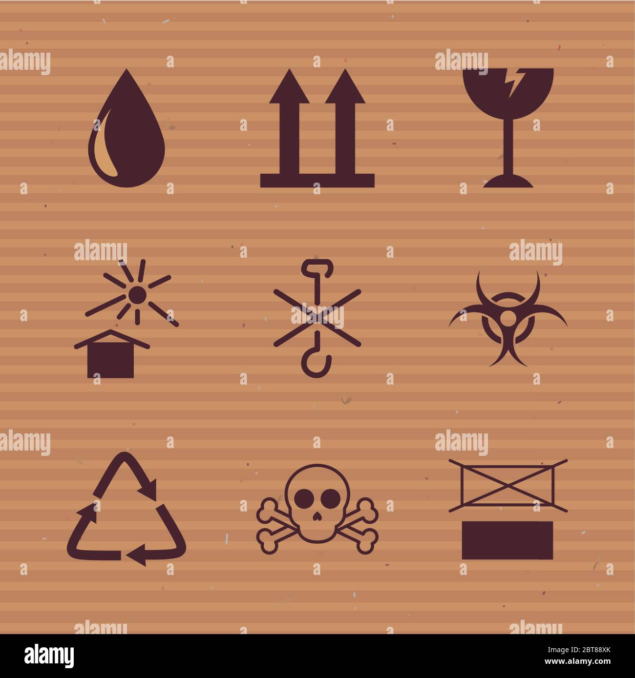 line style icon set design, Cardboard packaging delivery logistics ...