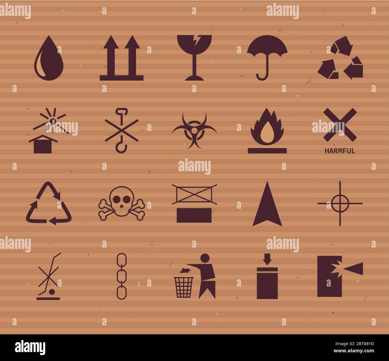 line style icon set design, Cardboard packaging delivery logistics ...