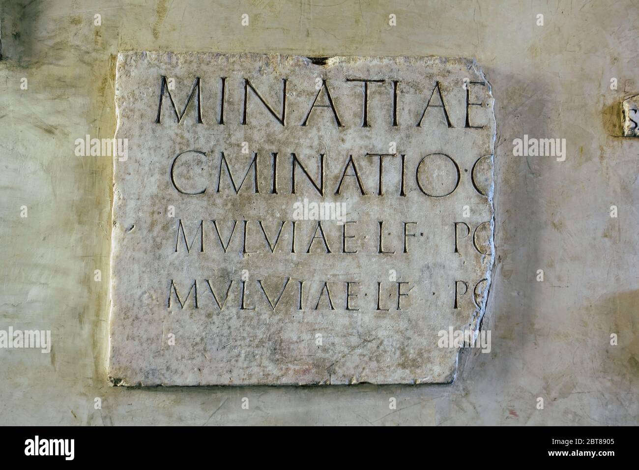 Sutri Italy September 27, 2019 Closeup of archaeological decorative ...