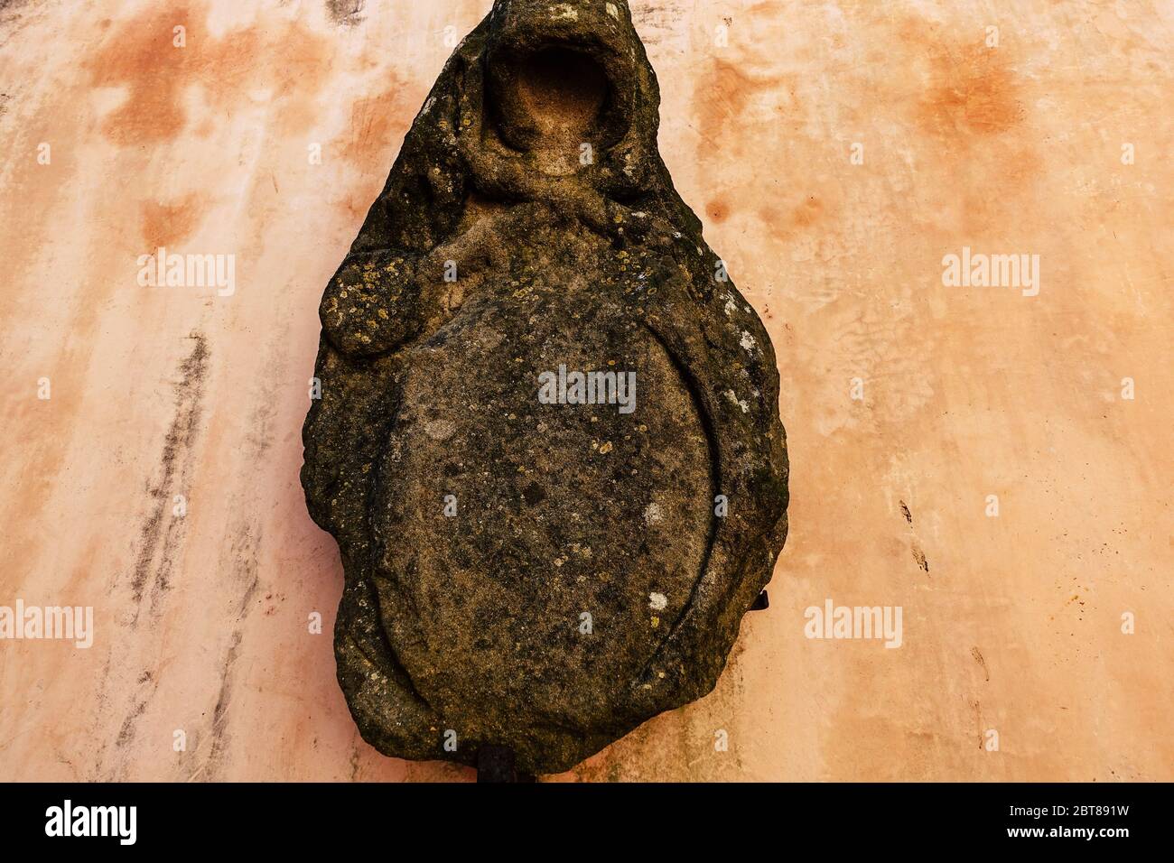 Sutri Italy September 27, 2019 Closeup of archaeological decorative ...