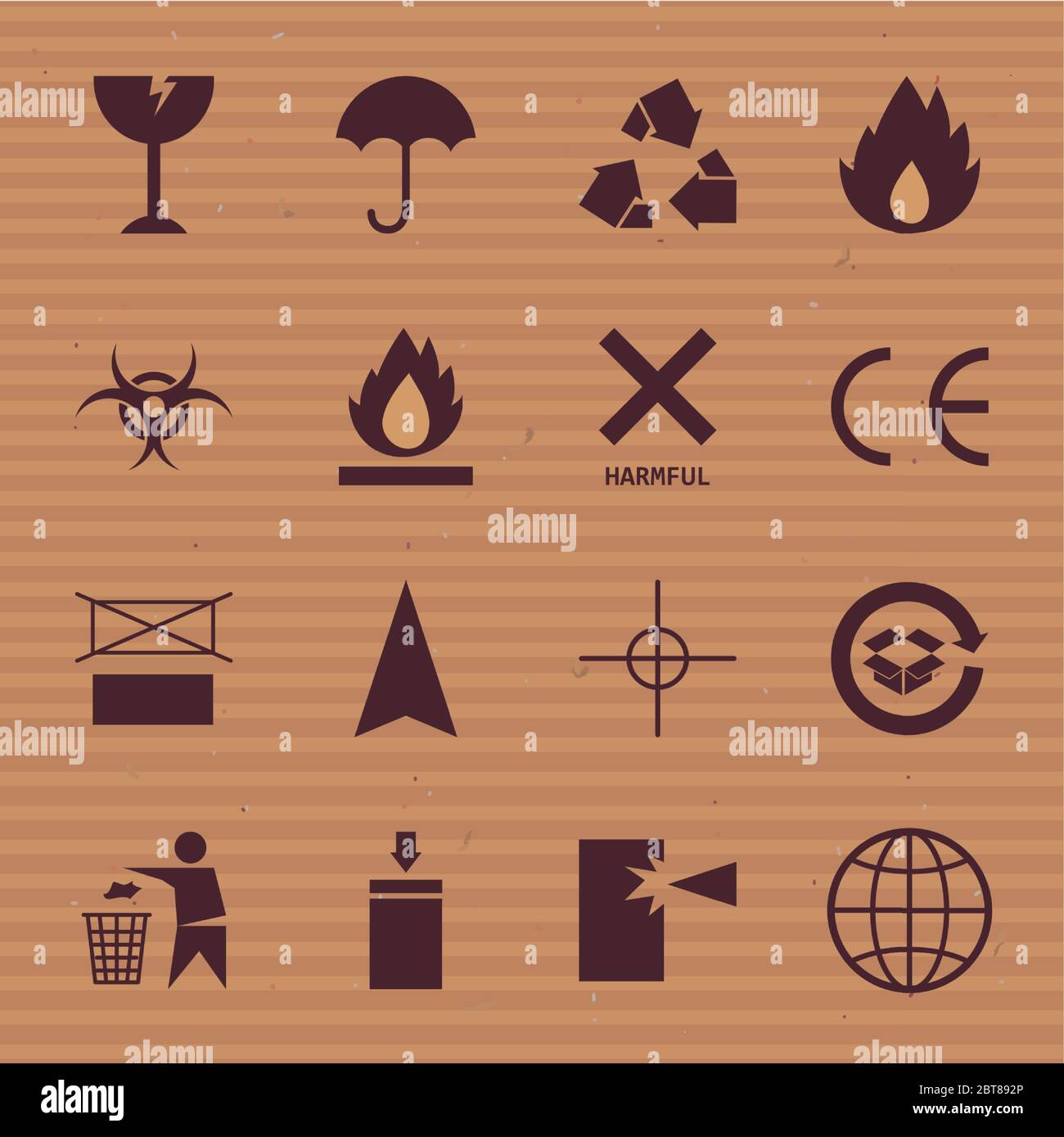 line style icon set design, Cardboard packaging delivery logistics ...