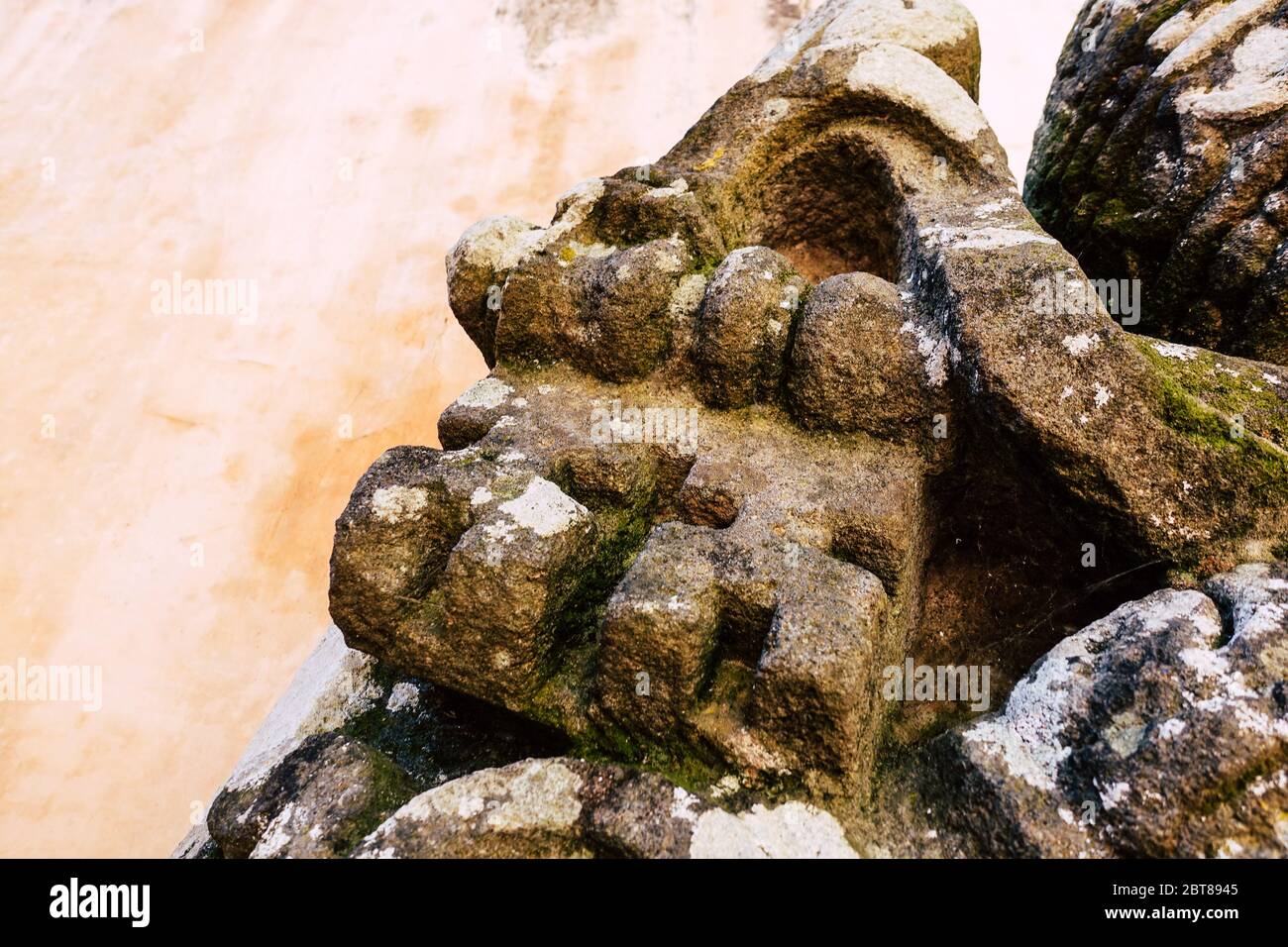 Sutri Italy September 27, 2019 Closeup of archaeological decorative ...