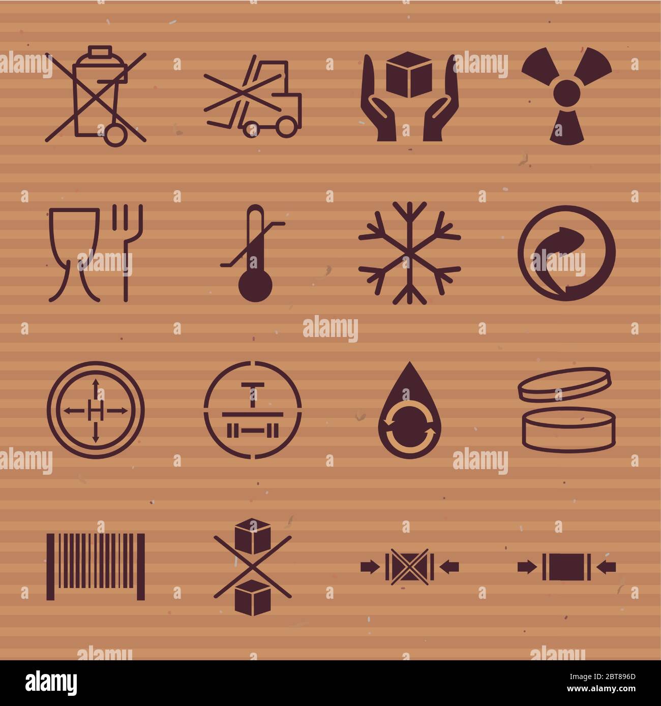 line style icon set design, Cardboard packaging delivery logistics ...