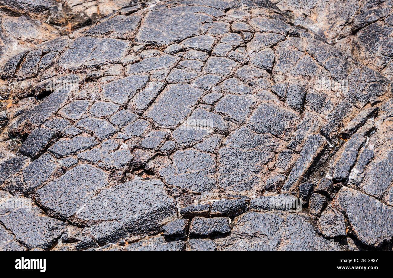 Details of old lava flows cracked and eroded over time, Hawaii ...