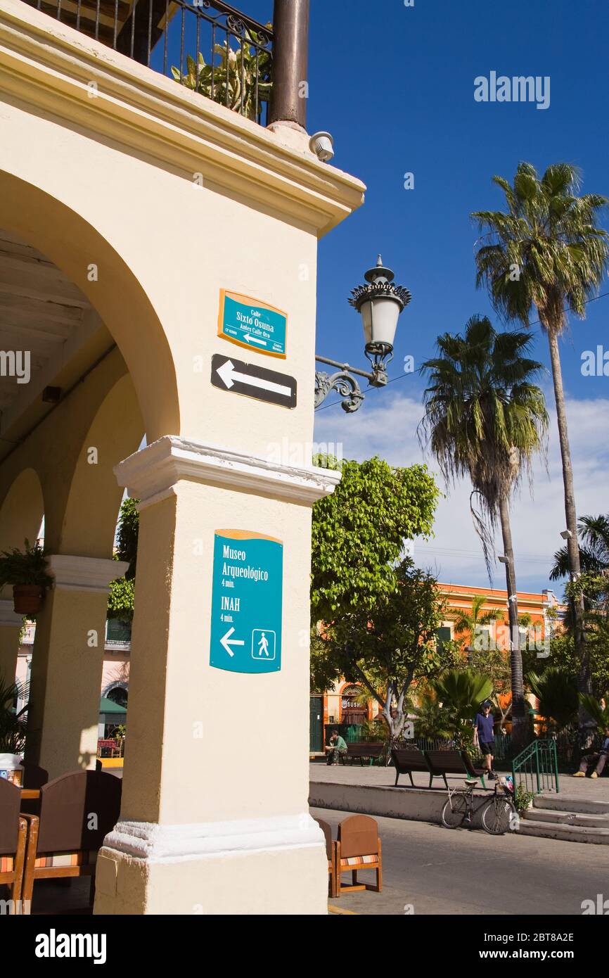 Signs in Machado Square in Old Town District, Mazatlan, Sinaloa State ...