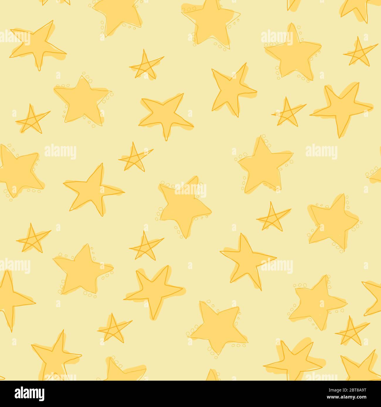 Stars in yellow. Vector illustration doodle cartoon drawing. Hand drawn ...