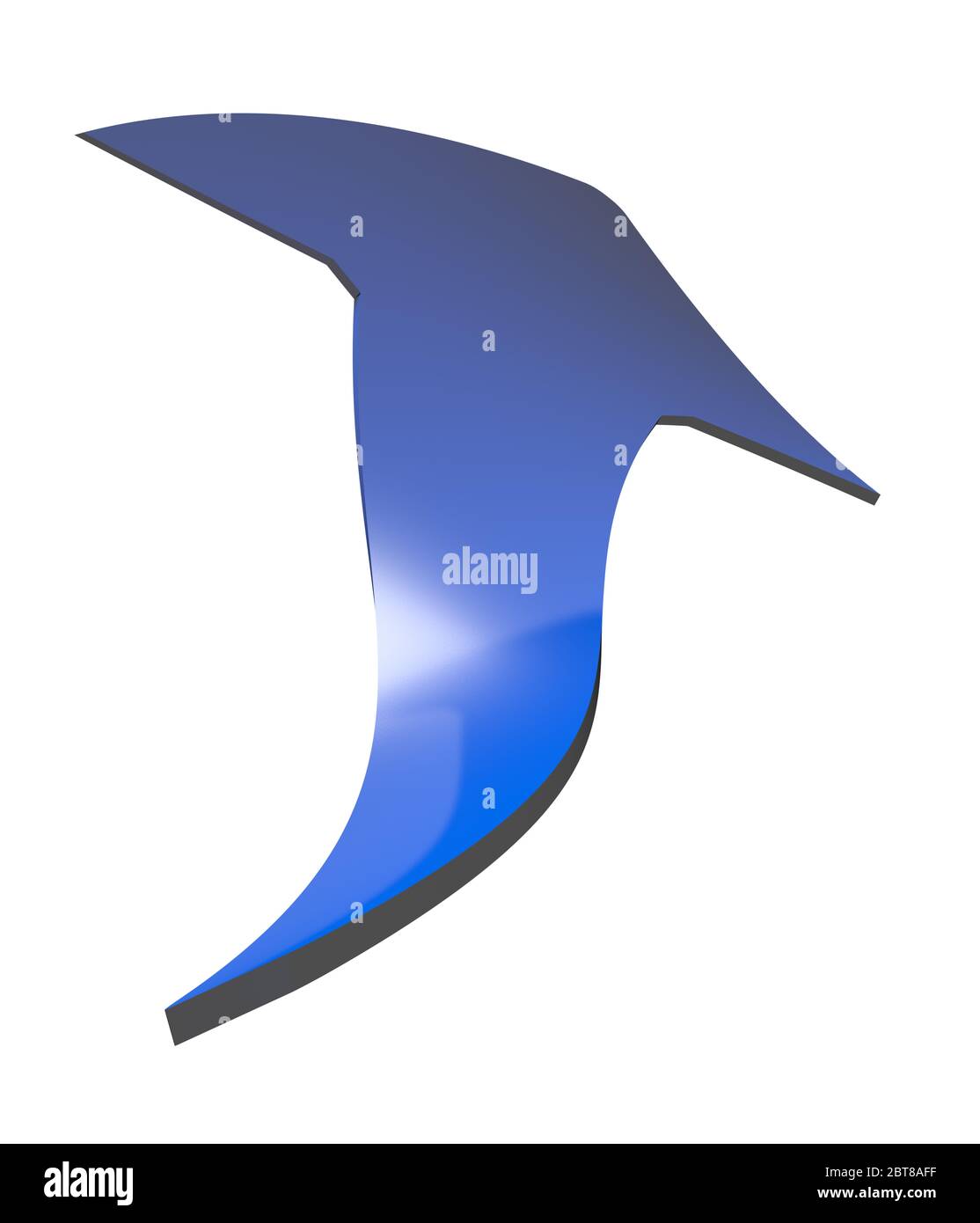Blue twisting arrow isolated on white background - 3D rendering ...